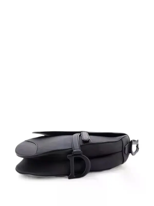 Dior Ultra Matte Saddle Handbag Leather Medium Shoulder Bag - Black