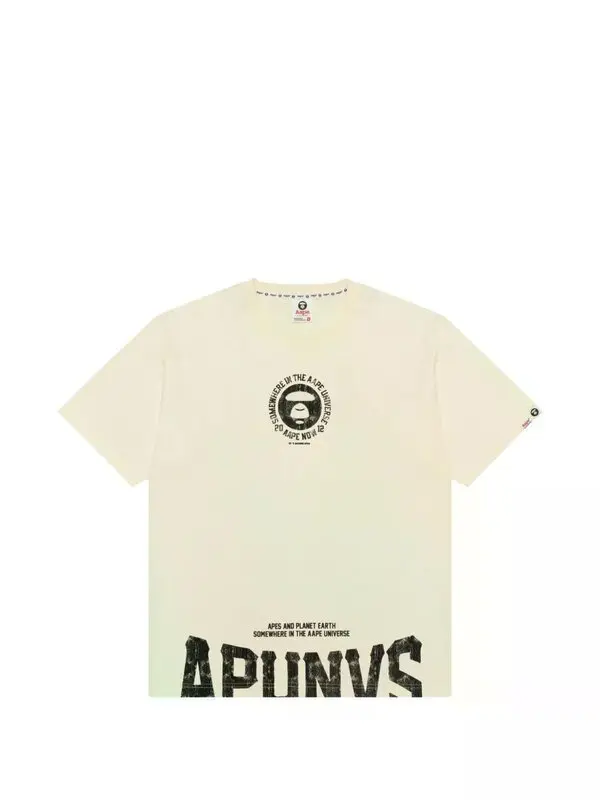 AAPE BY *A BATHING APE Logo-print Cotton T-shirt - Neutrals
