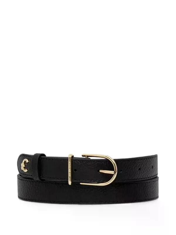 COCCINELLE Logo-plaque Pebbled Belt - Black