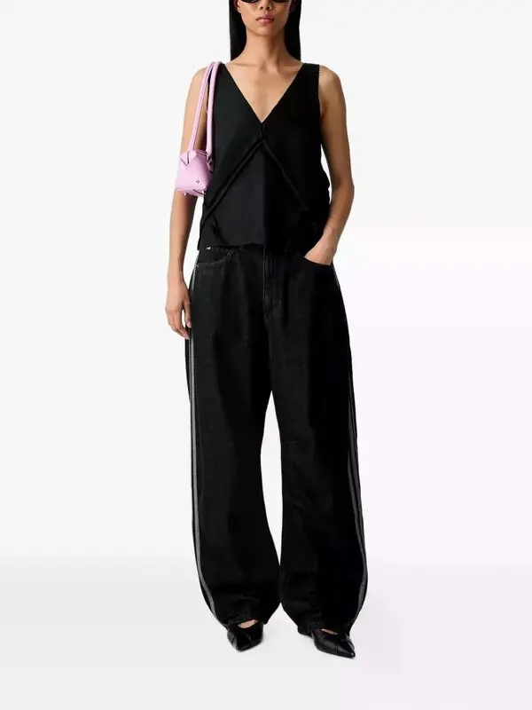 Adidas High-rise Barrel-leg Denim Pants - Black