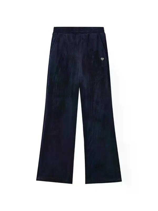 CHOCOOLATE Heart-plaque Velour Track Pants - Blue