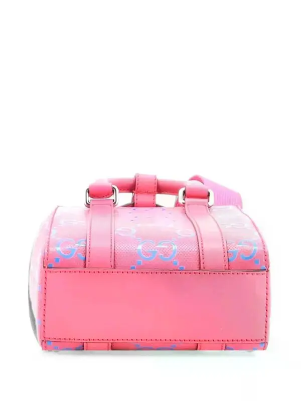 Gucci Convertible Open Gg Embossed Perforated Leather Mini Tote Bag