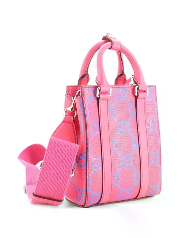 Gucci Convertible Open Gg Embossed Perforated Leather Mini Tote Bag