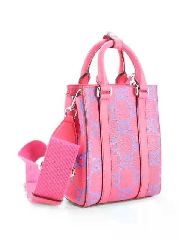 Gucci Convertible Open Gg Embossed Perforated Leather Mini Tote Bag