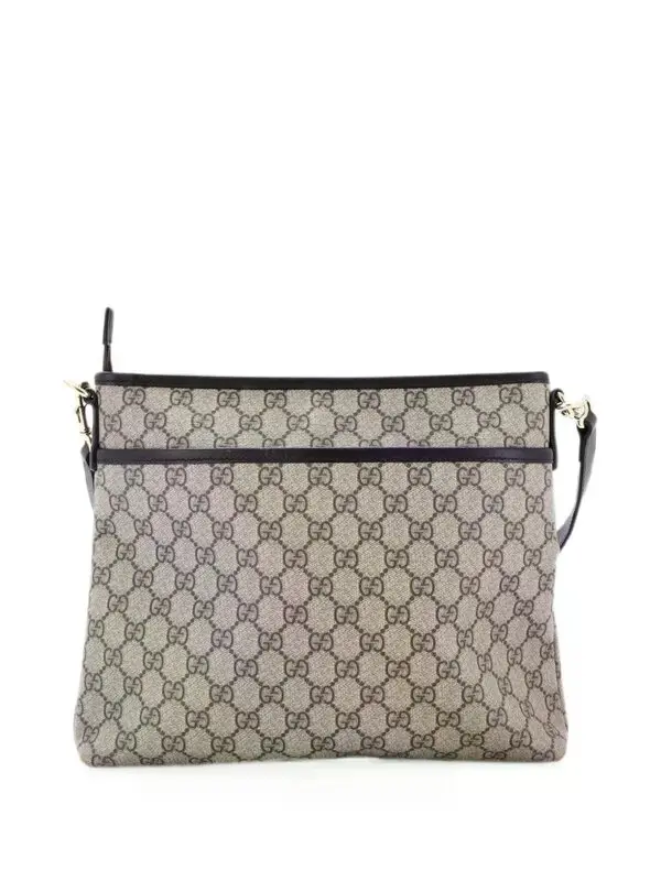 Gucci Zip Top Messenger Bag Gg Coated Canvas Medium Crossbody Bag - Brown