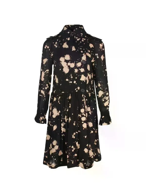 Burberry Splatter-print Long-sleeve Dress