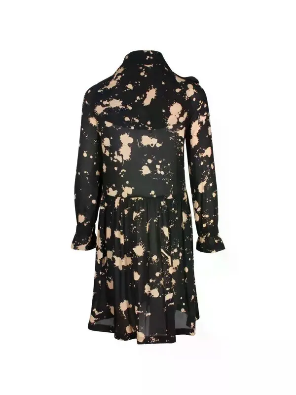 Burberry Splatter-print Long-sleeve Dress