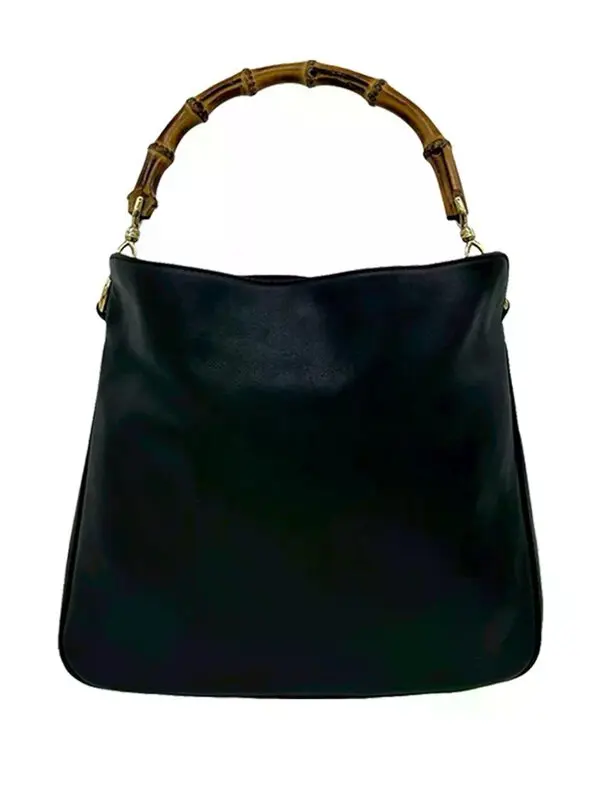 Gucci 20th Century Calfskin Bamboo Satchel - Black