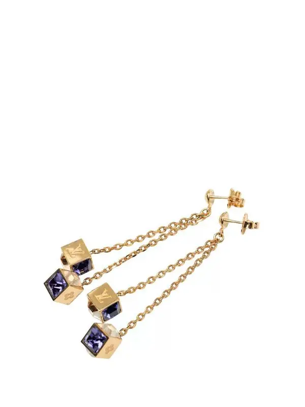 LOUIS VUITTON 2014 Plated Strass Gamble Drop Push Back Earrings Costume Earrings - Gold