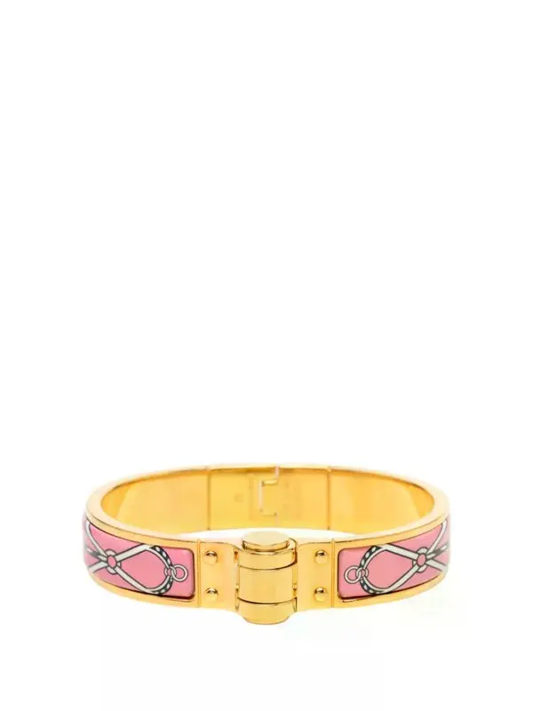 Hermès 2000-2020 Narrow Charniere Uni Enamel Bracelet Costume Bracelet - Gold