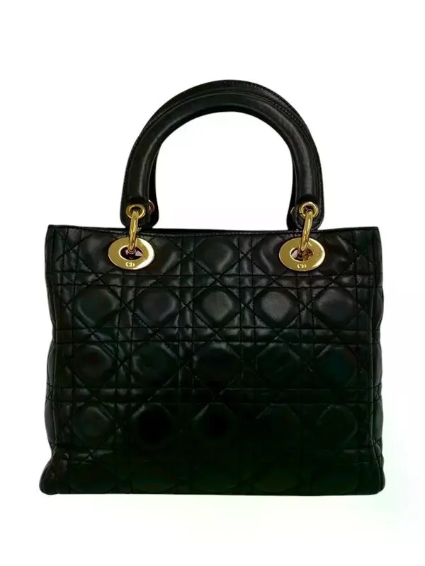 Dior 2010-2026 Medium Lambskin Cannage Lady Satchel - Black