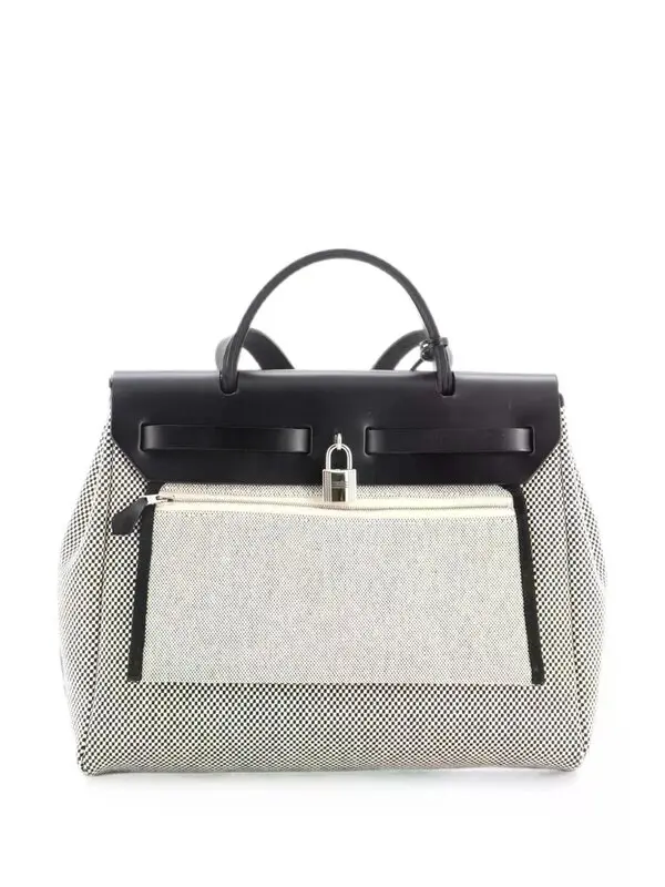 Hermès Herbag Zip Criss Viking Toile And Leather 31 Shoulder Bag - Black