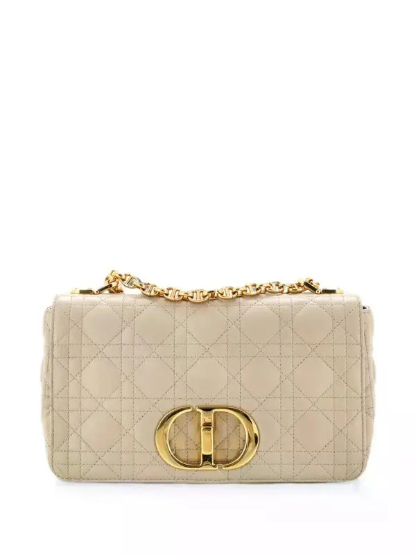 Dior Caro Bag Cannage Quilt Calfskin New Medium Shoulder Bag - Neutrals