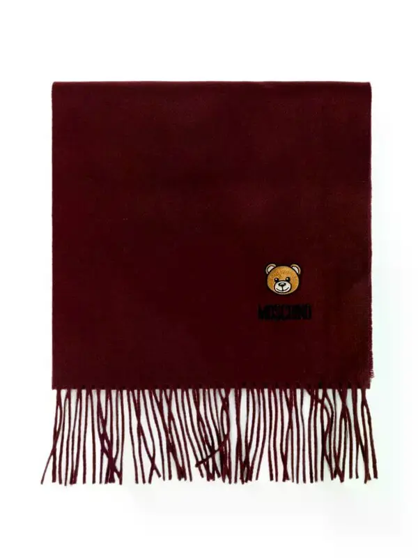 Moschino Teddy Bear Fringed Scarf - Red