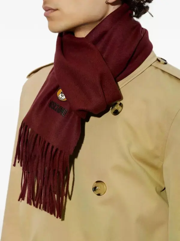 Moschino Teddy Bear Fringed Scarf