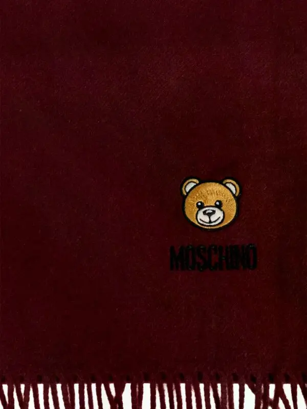 Moschino Teddy Bear Fringed Scarf