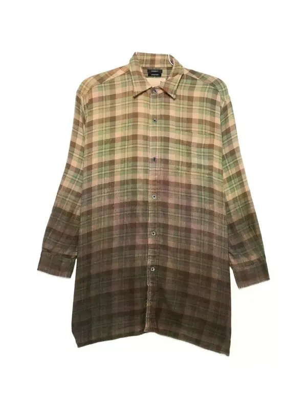 R13 Check-print Distressed-effect Shirt - Brown