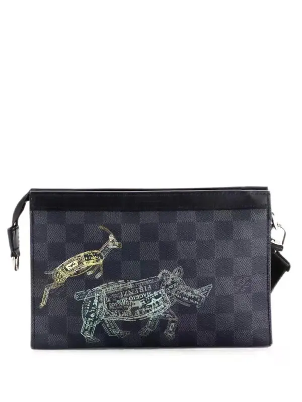 LOUIS VUITTON Gaston Wearable Wallet Limited Edition Wild Animals Damier Graphite Crossbody Bag - Black