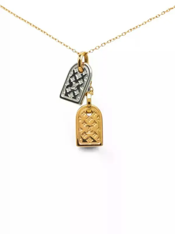 LOUIS VUITTON 2023 Plated Nanogram Pendant Necklace Costume Necklace - Gold