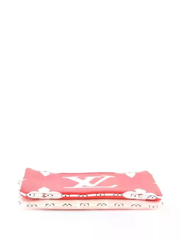 LOUIS VUITTON Double Zip Pochette Limited Edition Colored Monogram Giant Clutch Bag - Pink