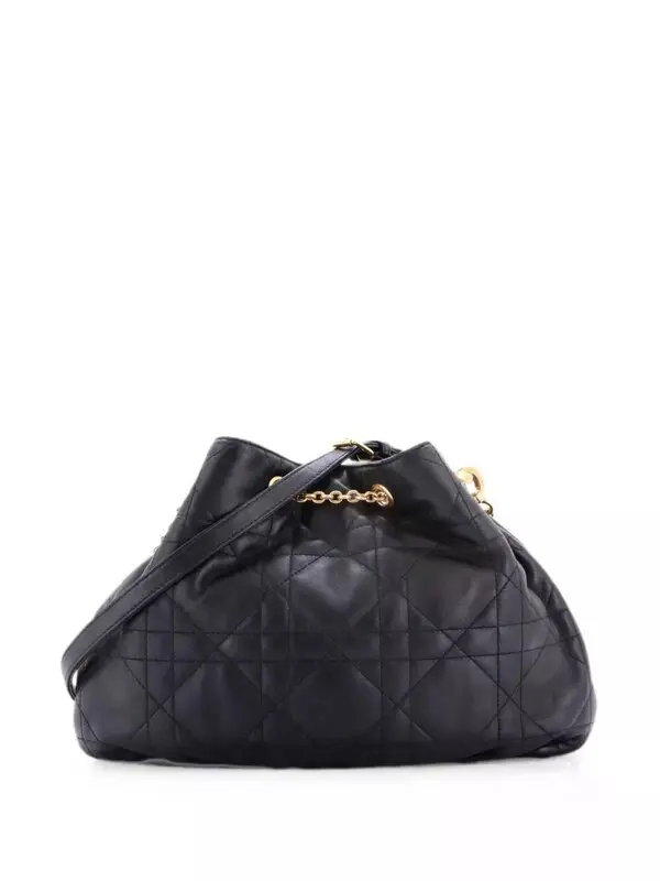 Dior Ammi Supple Bag Macrocannage Quilt Lambskin Large Bucket Bag - Black