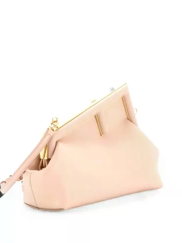 Fendi First Bag Leather Small Clutch Bag - Neutrals