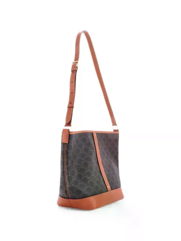 Celine Triomphe Coated Canvas Medium Bucket Bag - Brown