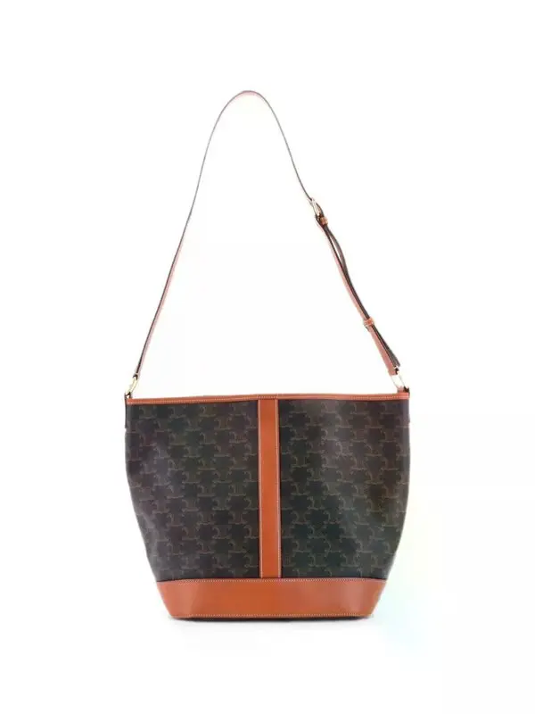 Celine Triomphe Coated Canvas Medium Bucket Bag - Brown