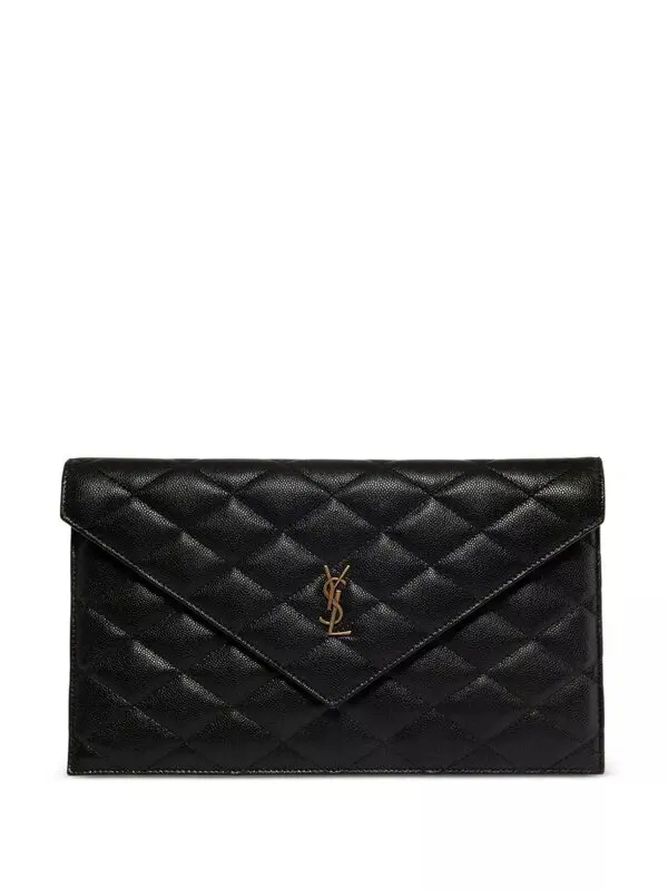 Saint Laurent Paris Pouch In Grain-de-poudre Leather - Black