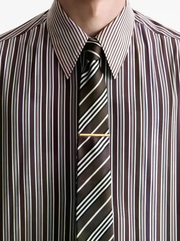 Saint Laurent Striped Tie In Silk
