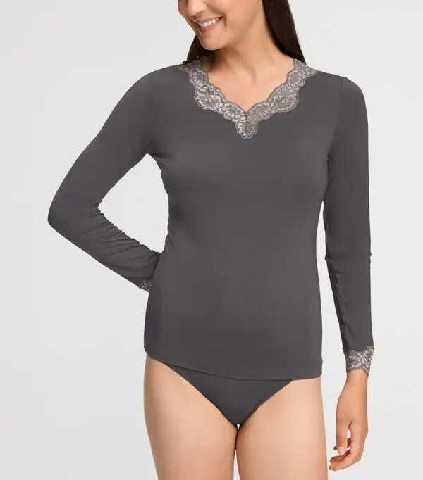 Hanro Lace-trim Long-sleeve T-shirt