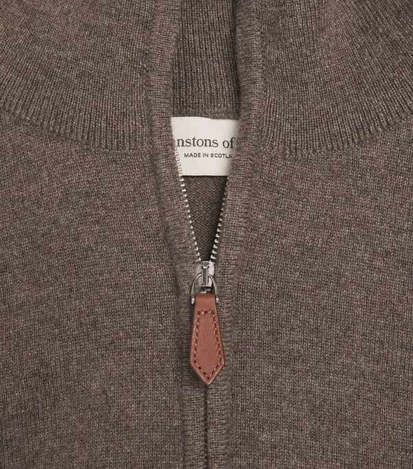 Johnstons Of Elgin Cashmere Quarter-zip Sweater - Brown
