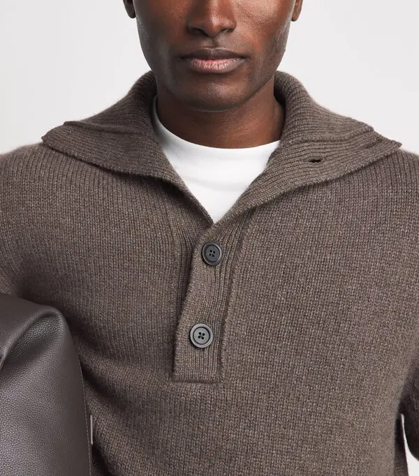 Johnstons Of Elgin Cashmere Button-neck Sweater