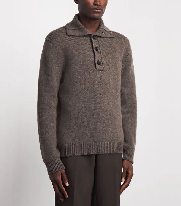 Johnstons Of Elgin Cashmere Button-neck Sweater