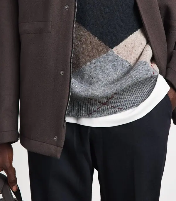 Johnstons Of Elgin Cashmere Exploded Argyle Sweater