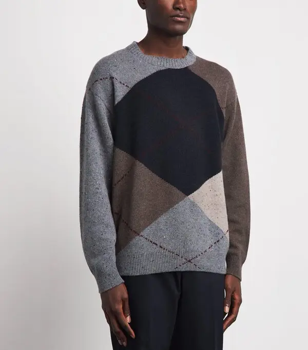 Johnstons Of Elgin Cashmere Exploded Argyle Sweater