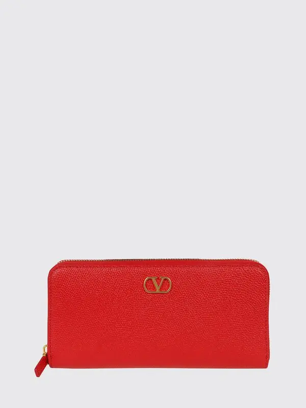 Valentino Garavani Vlogo Signature Continental Wallet In Calfskin Leather - Red