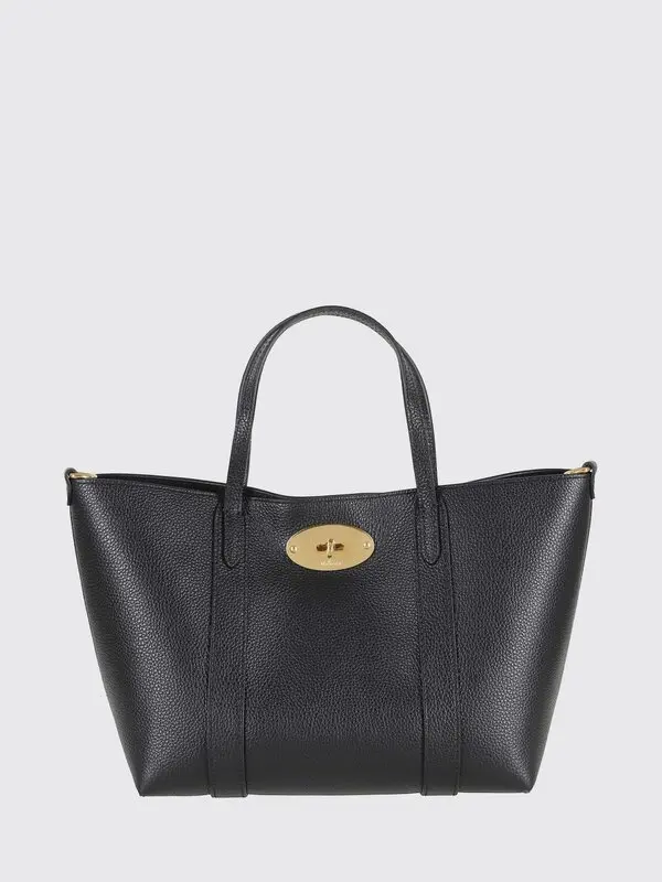 Mulberry Bayswater Mini Tote Bag In Grained Calf Leather With Removable Strap - Black