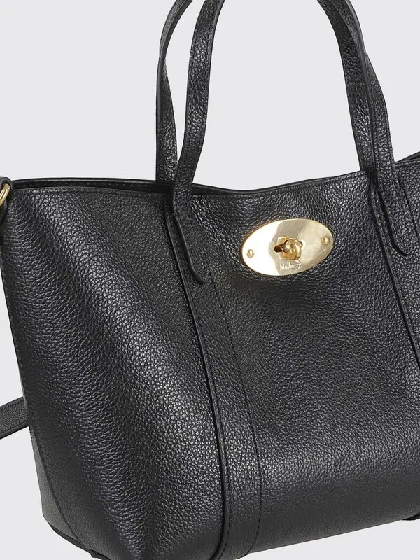 Mulberry Bayswater Mini Tote Bag In Grained Calf Leather With Removable Strap - Black