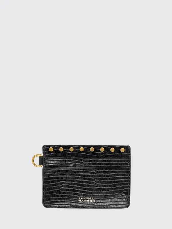 Isabel Marant Étoile Flat Cow Leather Card Holder With Studs And Metal Ring