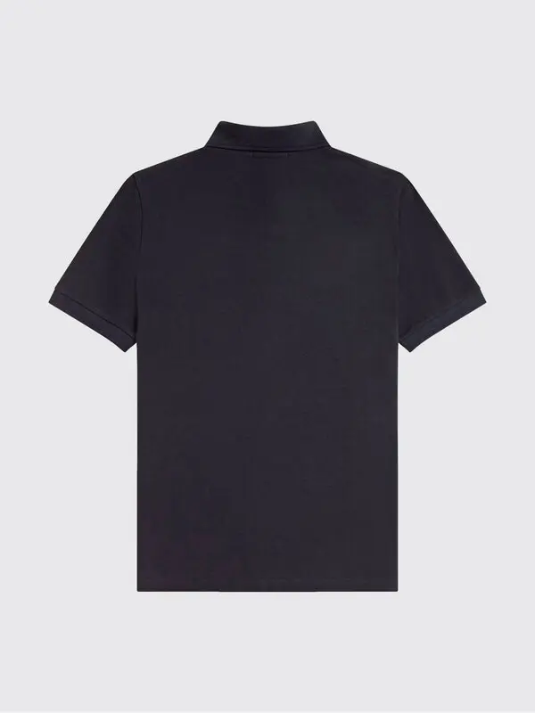 Fred Perry Cotton Polo Shirt With Tipped Collar And Tone-on-tone Embroidered Logo - Navy