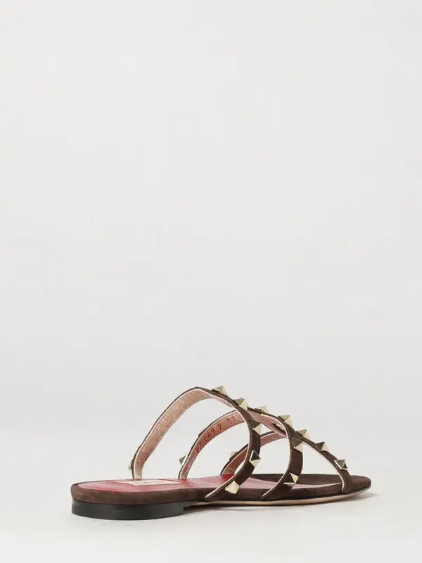 Valentino Garavani Rockstud Suede Calfskin Flat Sandals