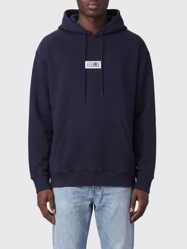 MAISON MARGIELA Cotton Hoodie With Numeric Logo - Navy