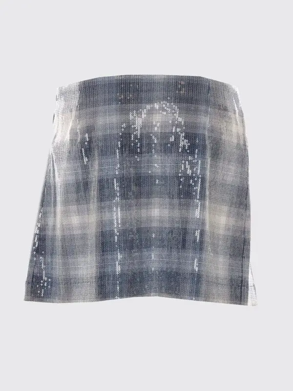 Pinko Gongora Check Pleated Mini Skirt With Sequins And Side Buckle