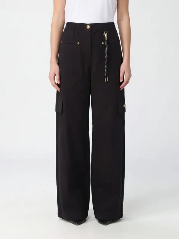 Liu Jo Wide-leg Nylon Cargo Pants With Elasticated Waist - Black