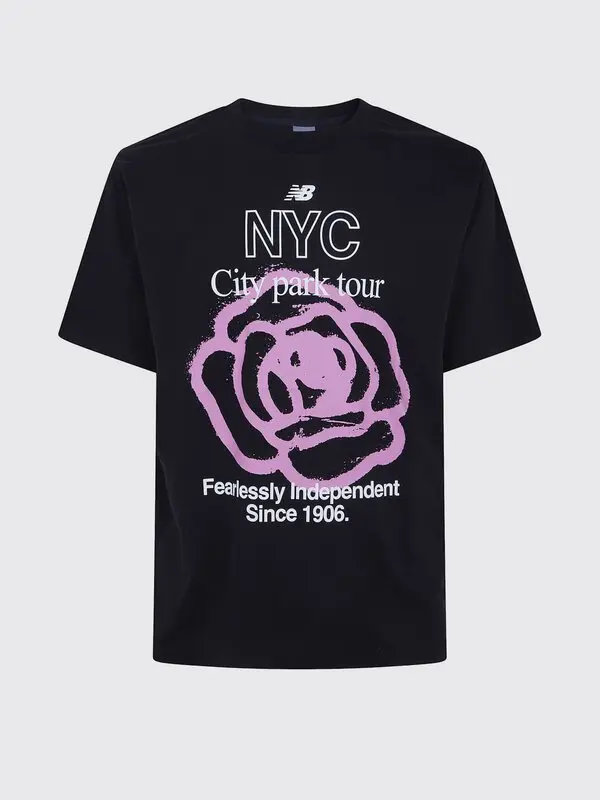 NEW BALANCE Crew Neck T-shirt In Cotton-blend With Contrast Graphic Logo