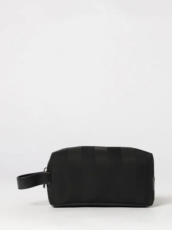 Fendi Lui Travel Beauty Case In Fabric With Ff Monogram And Leather Handle - Black