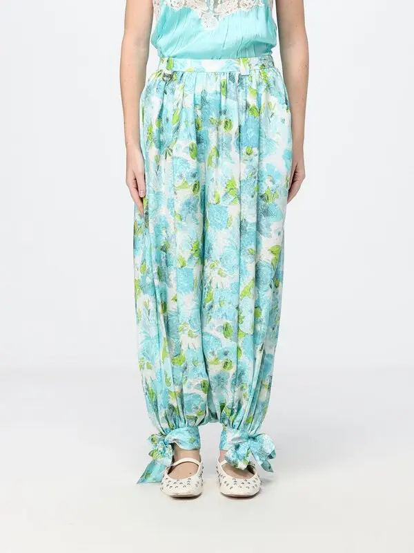 Chloé Floral Print Silk Wide-leg Trousers - Blue