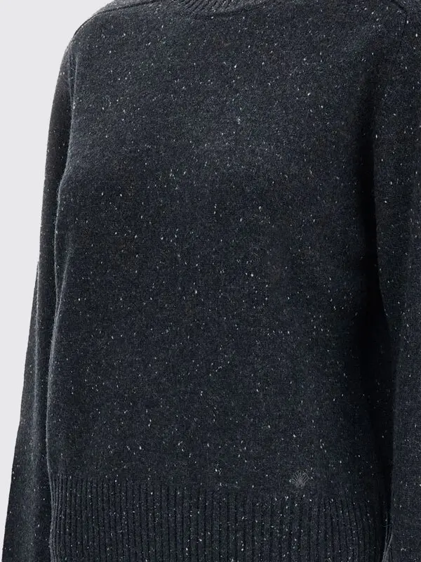 Loulou De Saison Crewneck Sweater In Pure Cashmere With Ribbed Trims - Grey