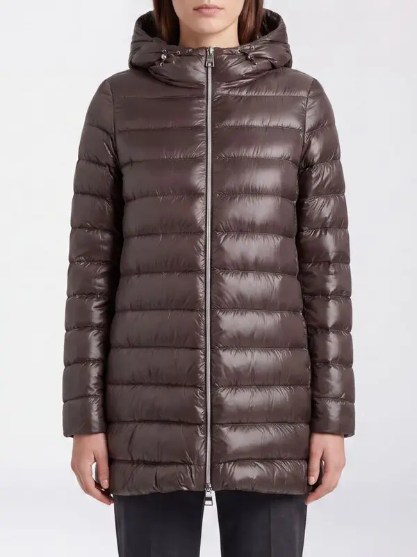 Herno Long Quilted Nylon Hooded Puffer Coat With Down Padding - Brown